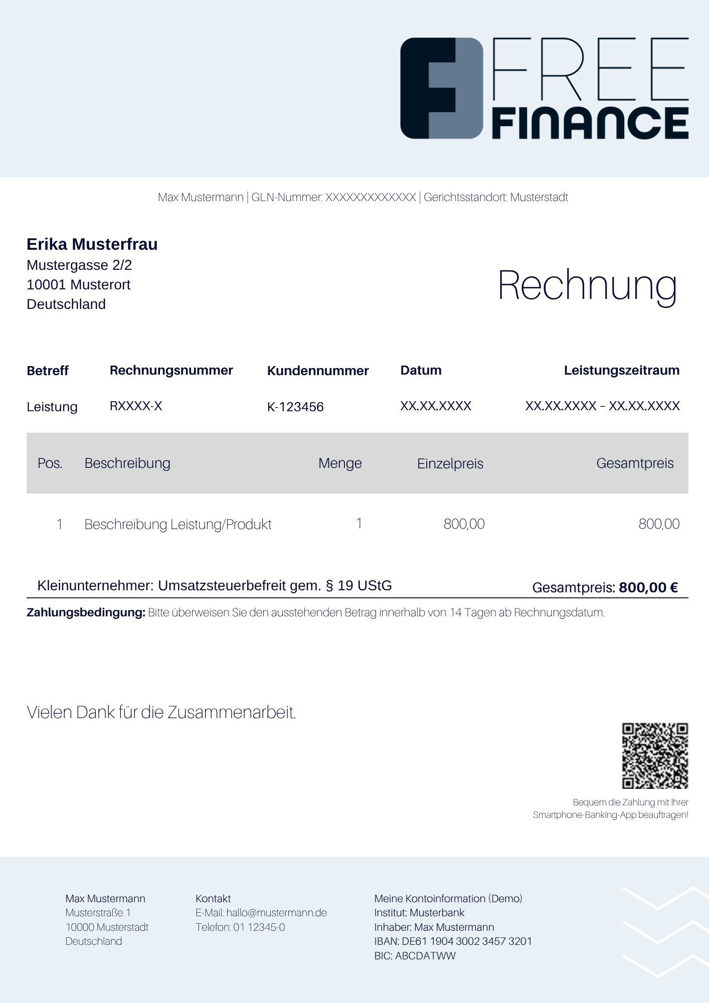 Kleinunternehmer-Rechnung ⇒ Erklärung & kostenlose Vorlage